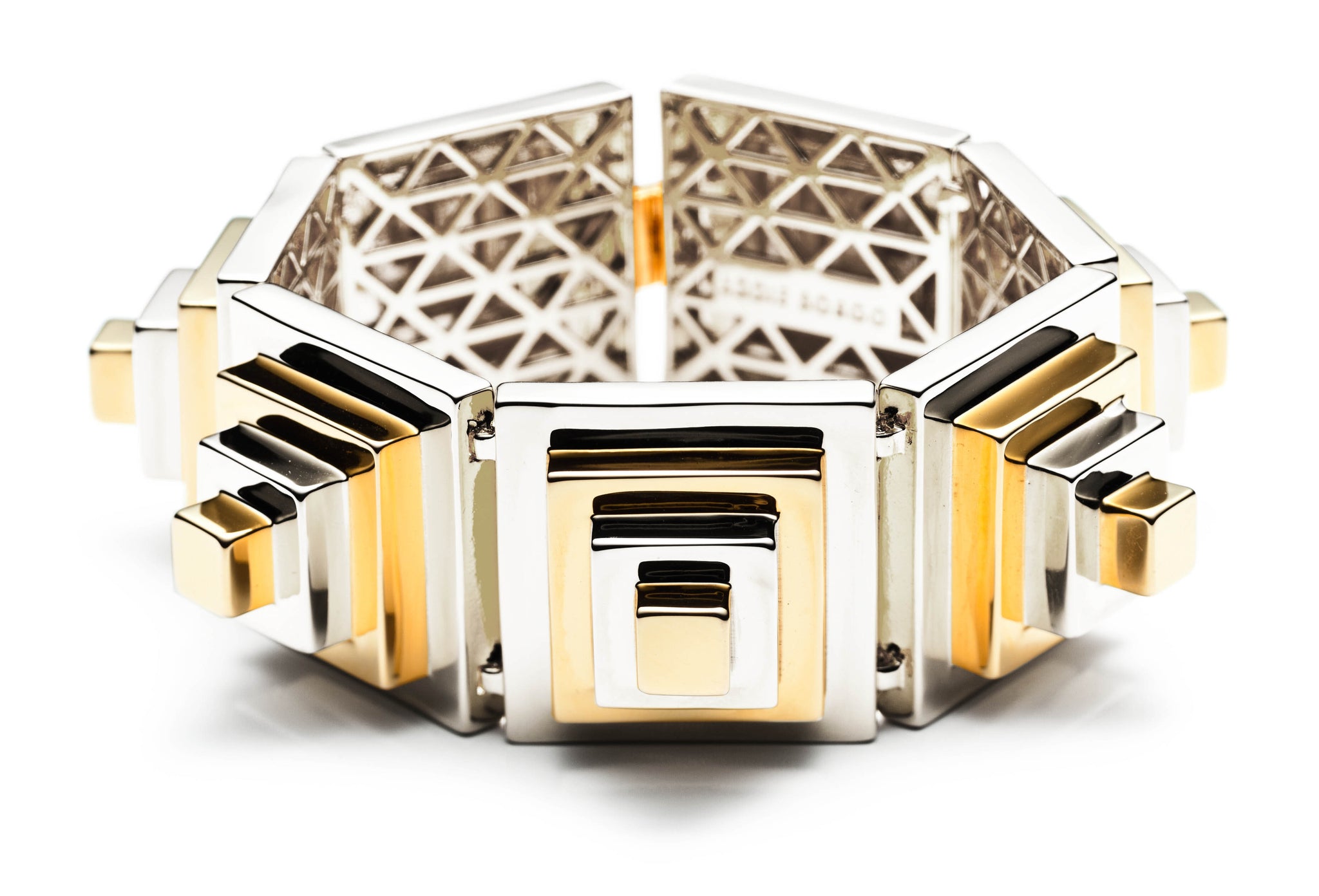 Two Tone Block Pyramid Bracelet