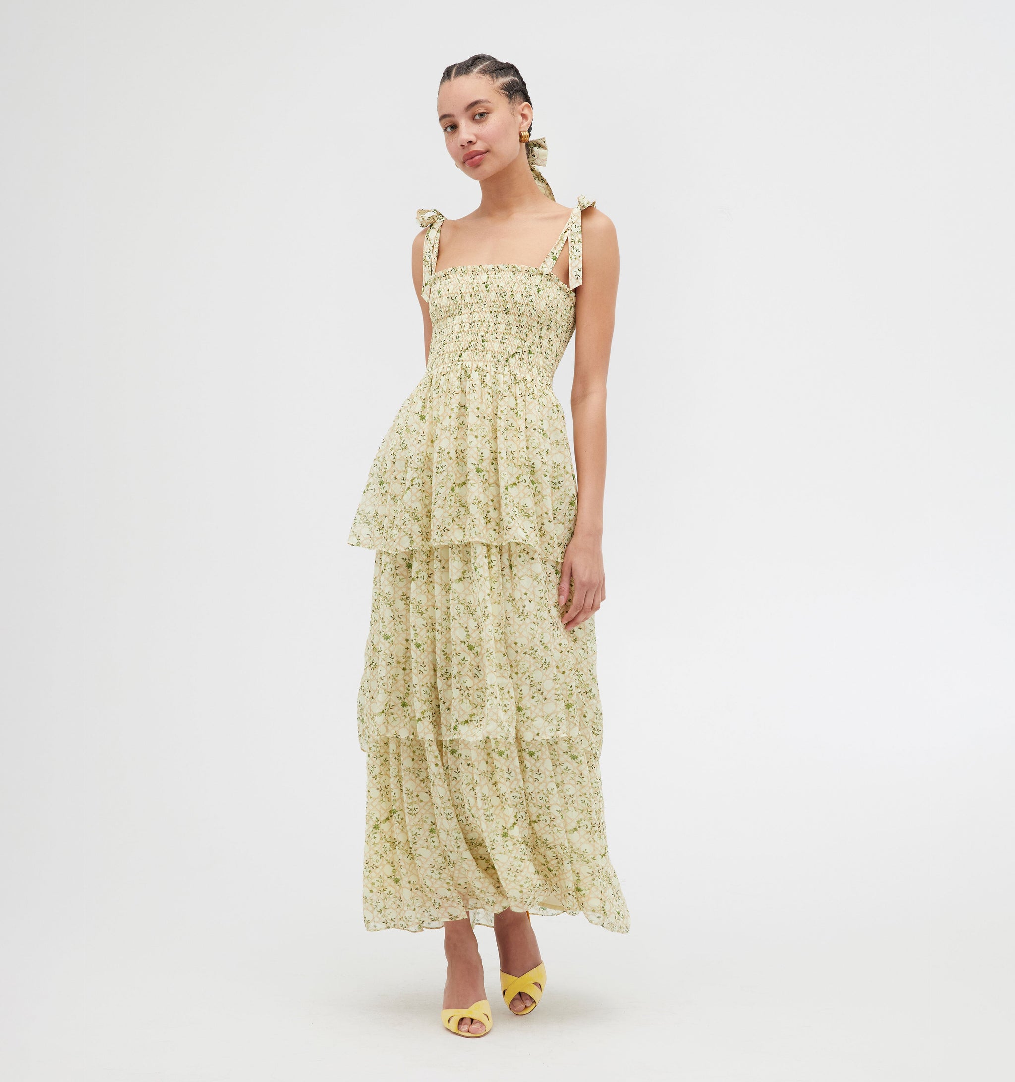 The Elise Nap Dress - Yellow Basketweave Vine
